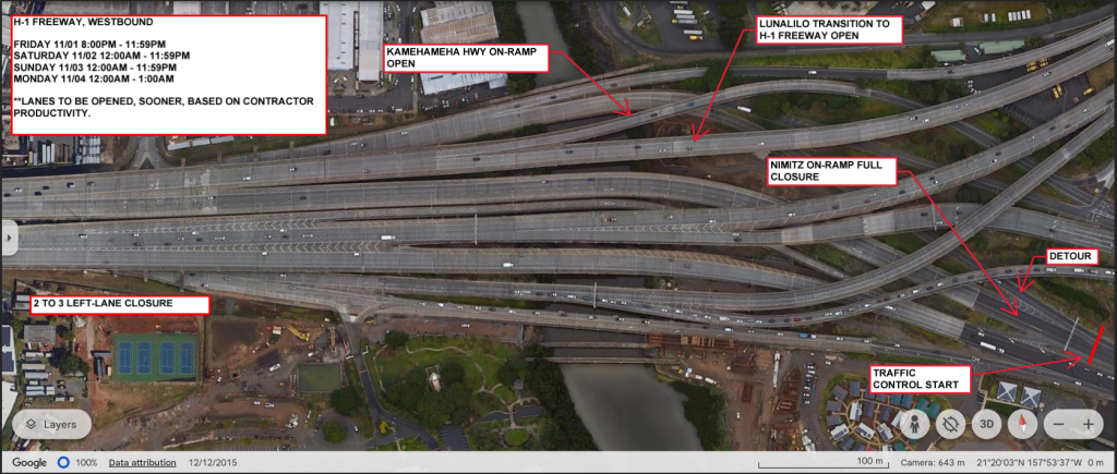 Upcoming full weekend closures of westbound H-1 Airport Viaduct on ...